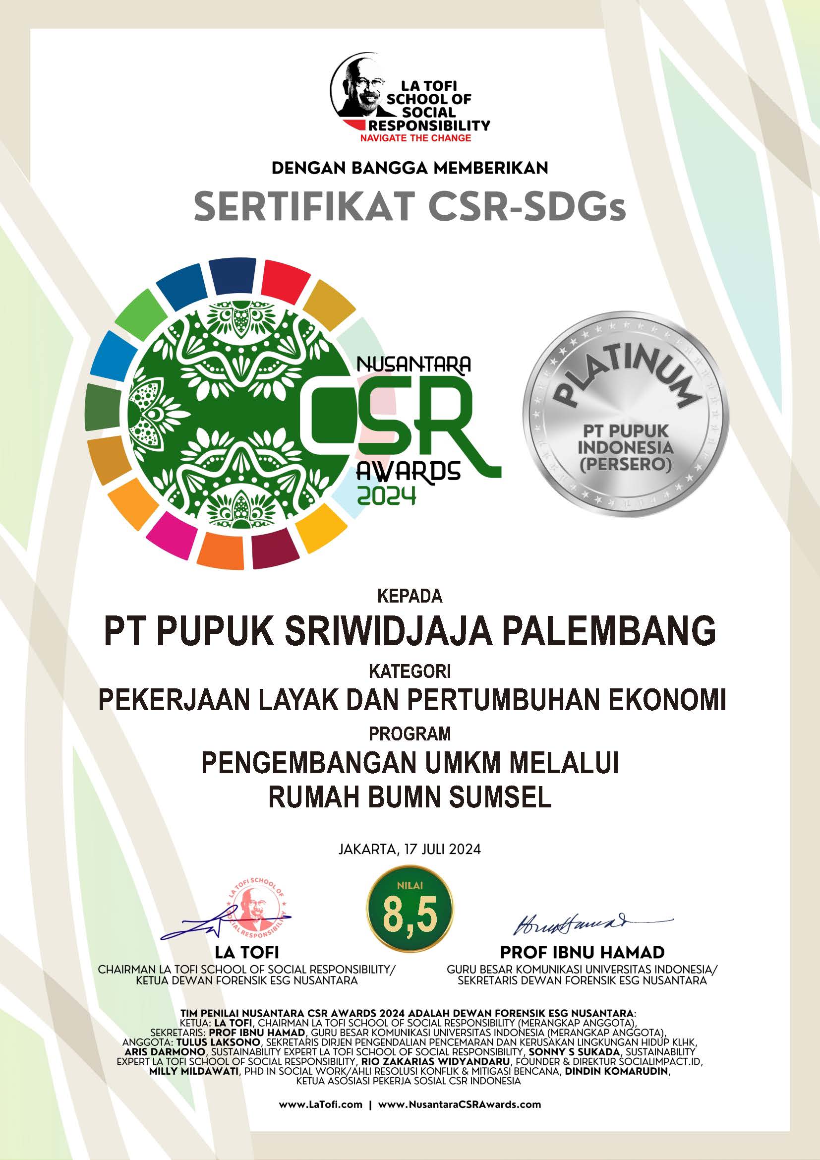 Sertifikat Nusantara CSR Awards 2024 – Nusantara CSR Awards